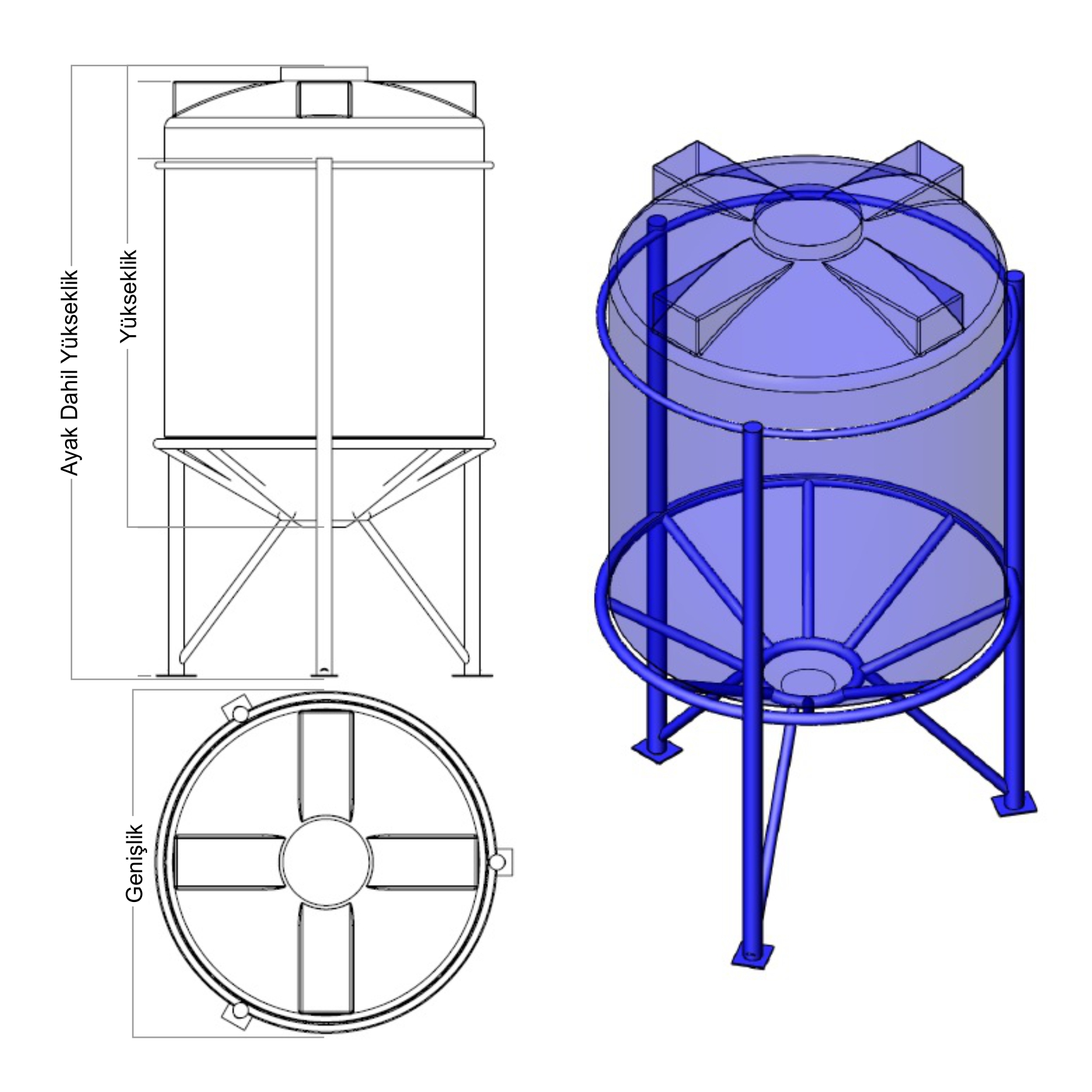 4.000 lt Polietilen Silo Su Depsu